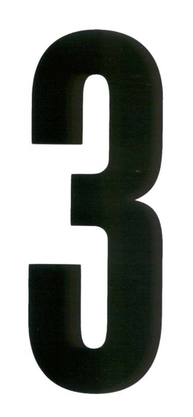NUMBER 3 BLACK ON WHITE ADHESIVE 120MM